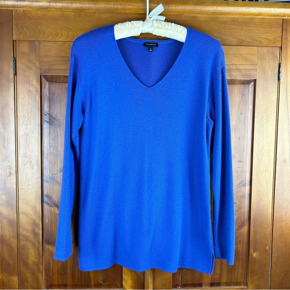 Talbots | Sweaters | Talbots Blue Split Hem Pullover Vneck Sweater | Poshmark